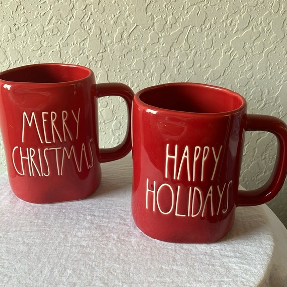 Rae Dunn | Dining | Rae Dunn Red Holiday Mugs Set Of 2 Merry Christmas ...